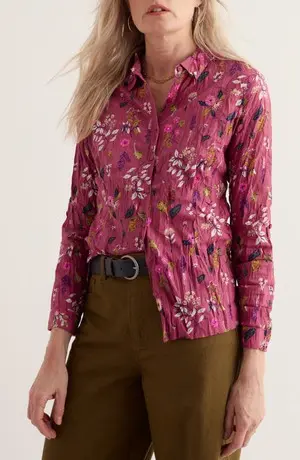 SEASALT CORNWALL Larissa Organic Cotton Crinkled Shirt - Flora Study Rosa