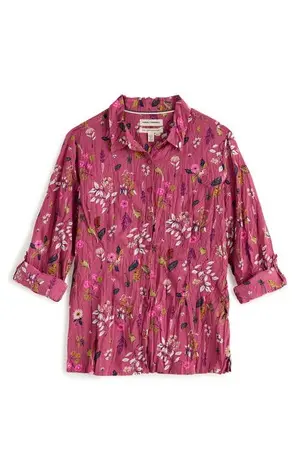 SEASALT CORNWALL Larissa Organic Cotton Crinkled Shirt - Flora Study Rosa