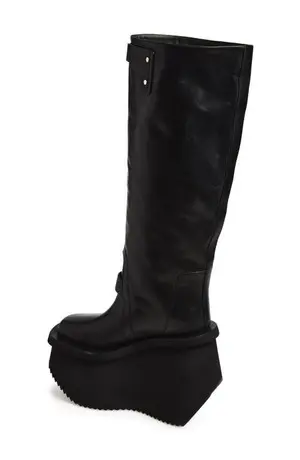 Rick Owens Pull-on Platform Wedge Knee High Boots