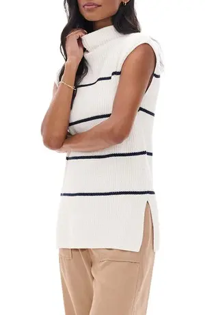 HATLEY Sleeveless Ribbed Mock Neck Sweater Tunic