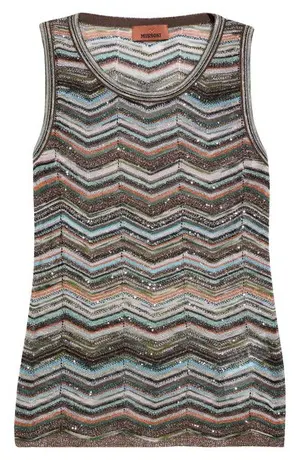 MISSONI Missoni Sequin Metallic Jacquard Sleeveless Sweater