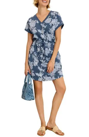 Tommy Bahama Marina Del Mar Print Tie Waist Dress - Dk Bluestone