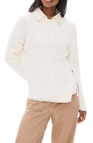 HATLEY Side Zip Raglan Sweater - Cream