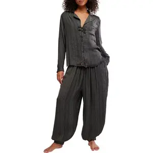 Free People Let's Sleep In Pajamas - Washed Black