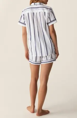PETITE PLUME Stripe Cotton Poplin Short Pajamas