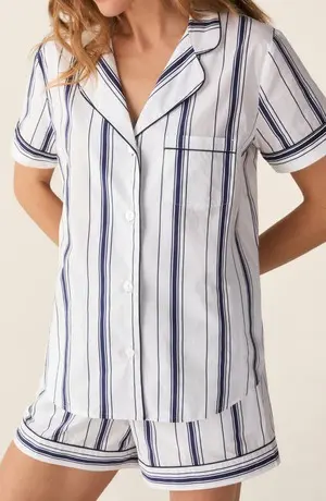 PETITE PLUME Stripe Cotton Poplin Short Pajamas