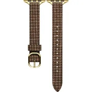 POSH TECH Carmen Tartan Fabric & Leather Apple Watch® Band Carmel