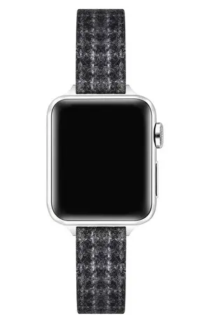 POSH TECH Carmen Tartan Fabric & Leather Apple Watch® Band - Midnight