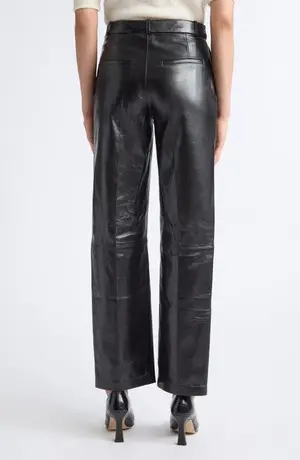 ARMA Straight Leg Lambskin Leather Pants - Black
