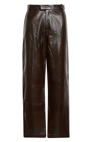 ARMA ARMA Straight Leg Lambskin Leather Pants Coffee Bean
