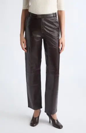 ARMA Cami Straight Leg Lambskin Leather Pants - Coffee Bean