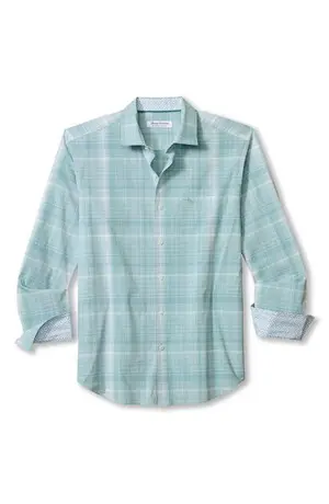 Tommy Bahama Sarasota Stretch La Cumbre Plaid Long Sleeve Button Up Shirt - Blue Chaise