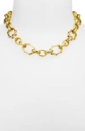 MELANIA CLARA Multicolor Cubic Zirconia Chain Necklace