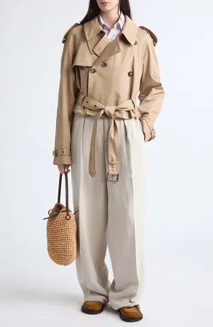 JW Anderson Double Breasted Crop Trench Coat - Beige