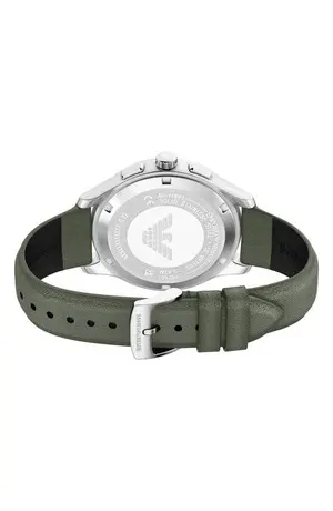 Emporio Armani Chronograph Leather Strap Watch