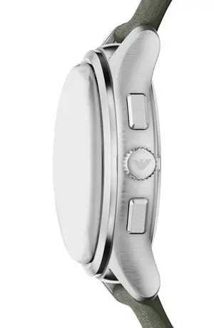 Emporio Armani Chronograph Leather Strap Watch