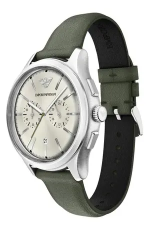 Emporio Armani Chronograph Leather Strap Watch