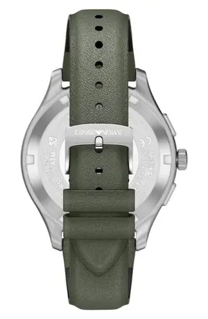 Emporio Armani Chronograph Leather Strap Watch