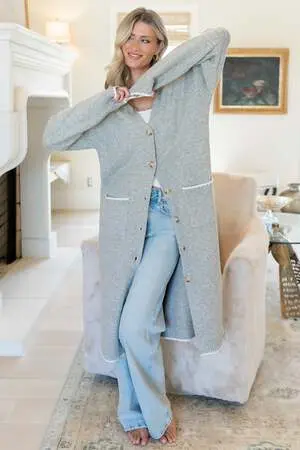 IN FEBRUARY Senna Longline Cardigan - Light Gray