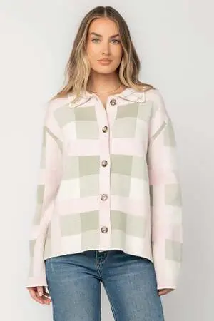 IN FEBRUARY Midtown Plaid Knit Jacket