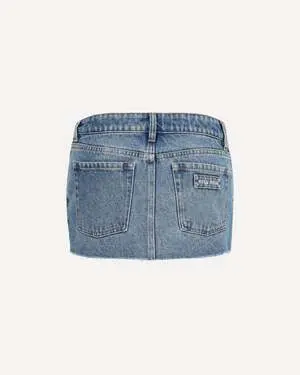 Miu Miu Frayed Hem Denim Mini Skirt - Blue