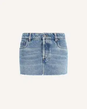 Miu Miu Frayed Hem Denim Mini Skirt - Blue