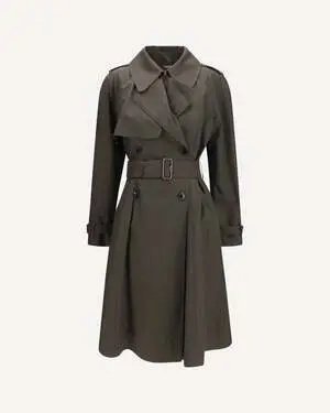 Burberry Cotton Gabardine Trench Coat - Green