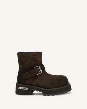 Balenciaga Venom Mini Waxed Suede Calf Leather Ankle Boots - Brown