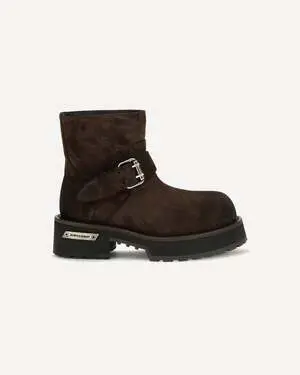 Balenciaga Venom Mini Waxed Suede Calf Leather Ankle Boots