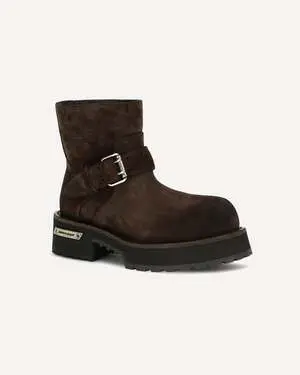 Balenciaga Venom Mini Waxed Suede Calf Leather Ankle Boots