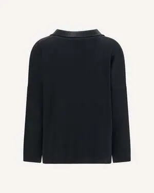 ELLA Wool Polo Collar Sweater - Black
