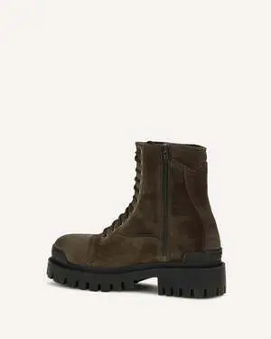 Balenciaga Combat Strike Waxed Suede Calf Leather Boots