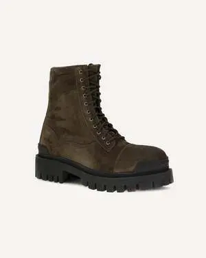 Balenciaga Combat Strike Waxed Suede Calf Leather Boots