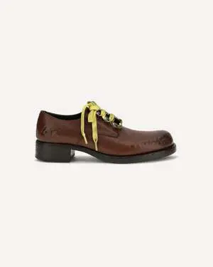 Prada Antique Leather Lace-up Loafers