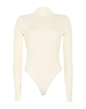 DISCLAIMER Bodysuit Ivory Size Cotton, Elastane