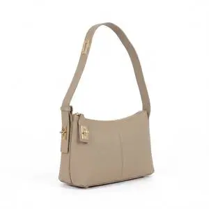 MODENAIRE Neutrals Leather Shoulder Bag With Gold Hardware And Zip Top Closure - Black/yellow