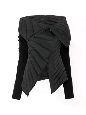 YEHUAFAN Quilted Asymmetric Puffer Jacket - Black
