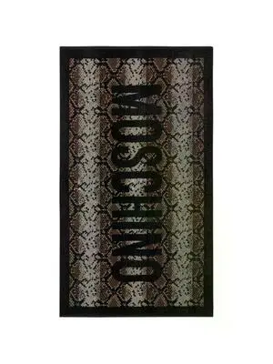Moschino Snake-print Logo Beach Towel - Black