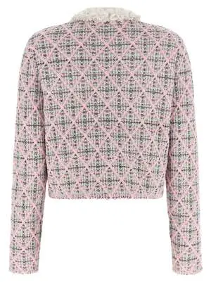 SELF-PORTRAIT Cropped Bouclé Cardigan With Floral Embellishments