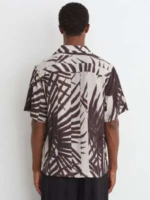 REISS Shindora Plissé Printed Cuban-collar Shirt - Bordeaux