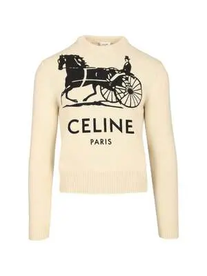 Celine Slim-fit Logo-intarsia Cashmere Sweater