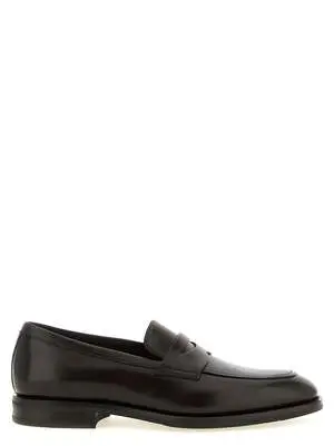 Santoni Gregor Loafers In Dark Brushed Calf Leather