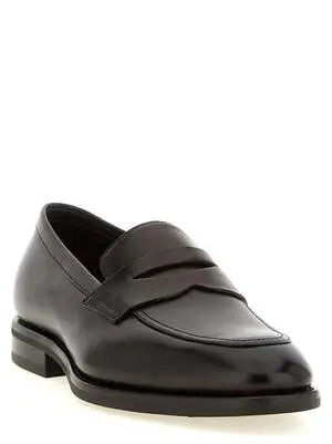 Santoni Gregor Loafers In Dark Brushed Calf Leather
