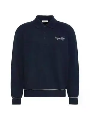 Calvin Klein Logo-embroidered Polo-collar Sweater - Blue