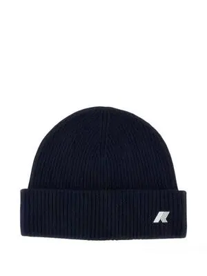 K-WAY Ribbed-knit Logo-patch Beanie Hat - Blue