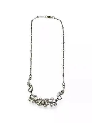 MADISON MAISON 1950s Rhinestone Vine Motif Collar Necklace - Silver