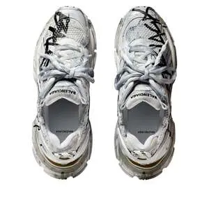 Balenciaga Runner Sneakers With Graffiti Print - White