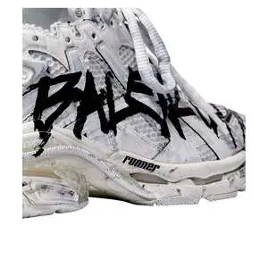 Balenciaga Runner Sneakers With Graffiti Print - White
