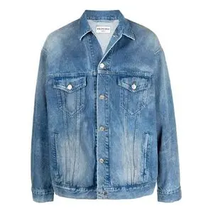 Balenciaga Bb Sprayed Denim Jacket Large Fit 'electric Blue Fuchsia