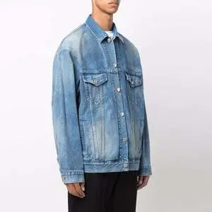 Balenciaga Bb Sprayed Denim Jacket Large Fit 'electric Blue Fuchsia